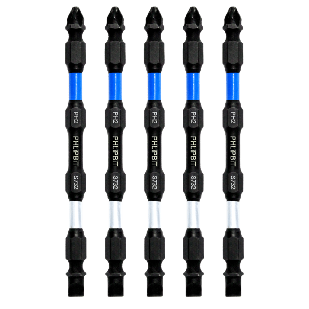 PHLiPBiT 4" Phillips #2 & Slot 7/32 Double Ended Impact Drive Bits (5 ...